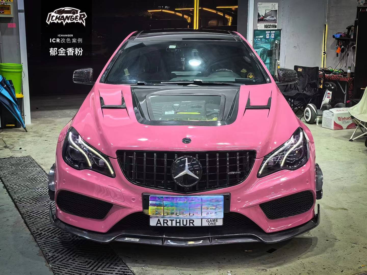 奔驰C260-ICR改色膜郁金香粉， 柔嫩可爱_搜狐汽车_搜狐网