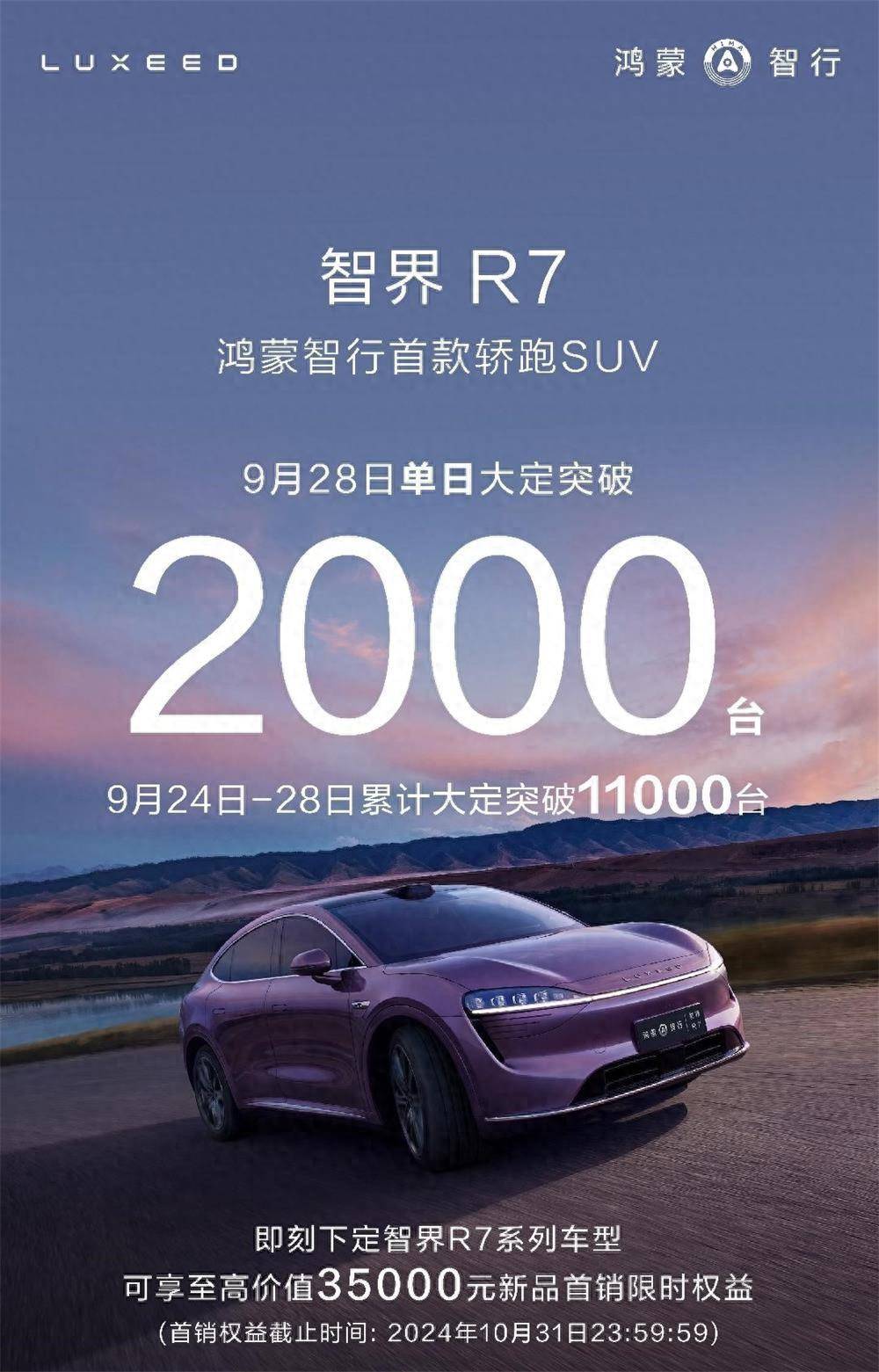 上市即爆款，智界R7重新定义纯电轿跑SUV出行体验_搜狐汽车_搜狐网