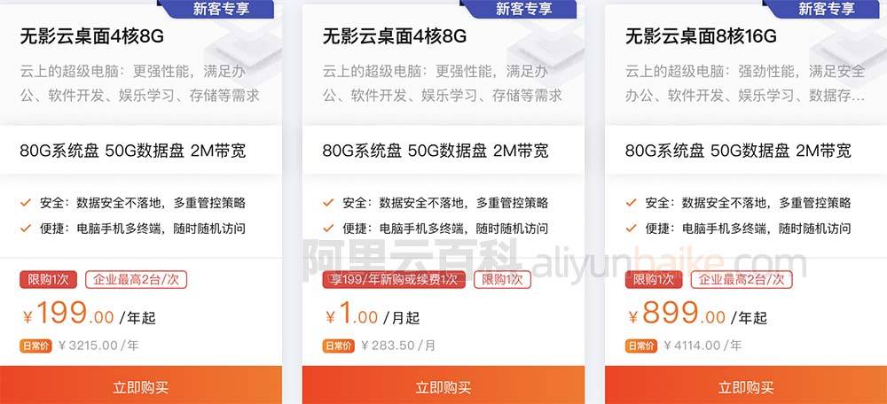阿里云无影云电脑价格表：企业2024年最新优惠购买_桌面_办公_内存