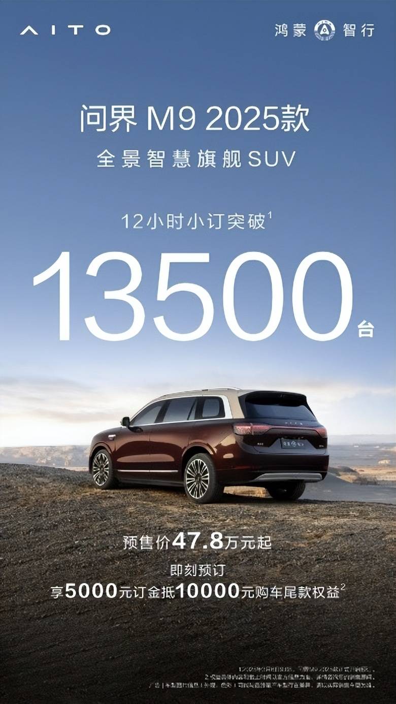 问界M9“11连冠”刷屏，问界M9 2025款预售36小时订单破18000台_搜狐汽车_搜狐网