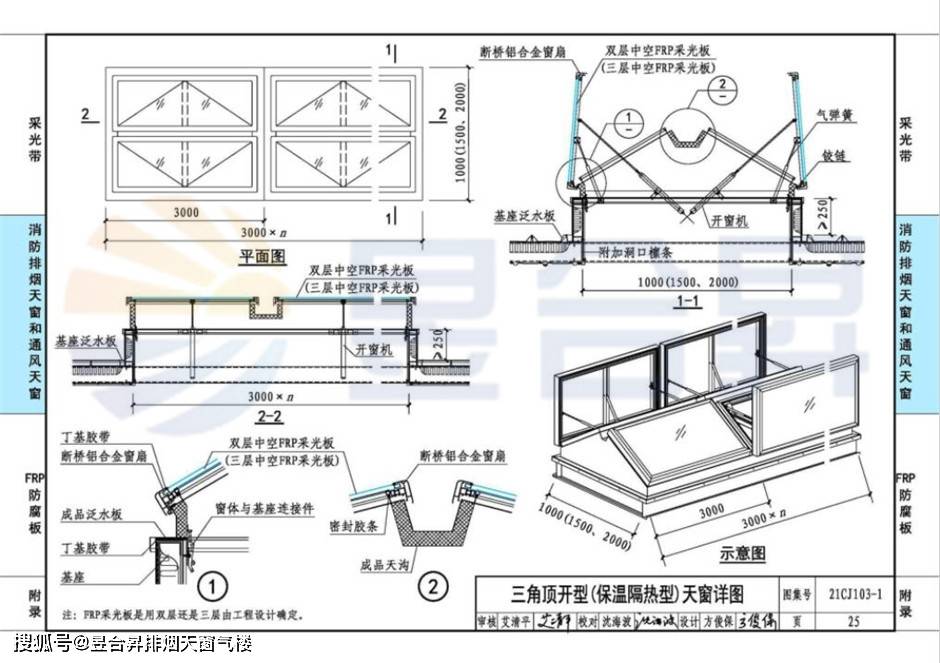 玻璃纤维增强聚酯(FRP)板材应用构造(一)图集:21CJ103-1高清免费下载_天窗_mm_窗扇