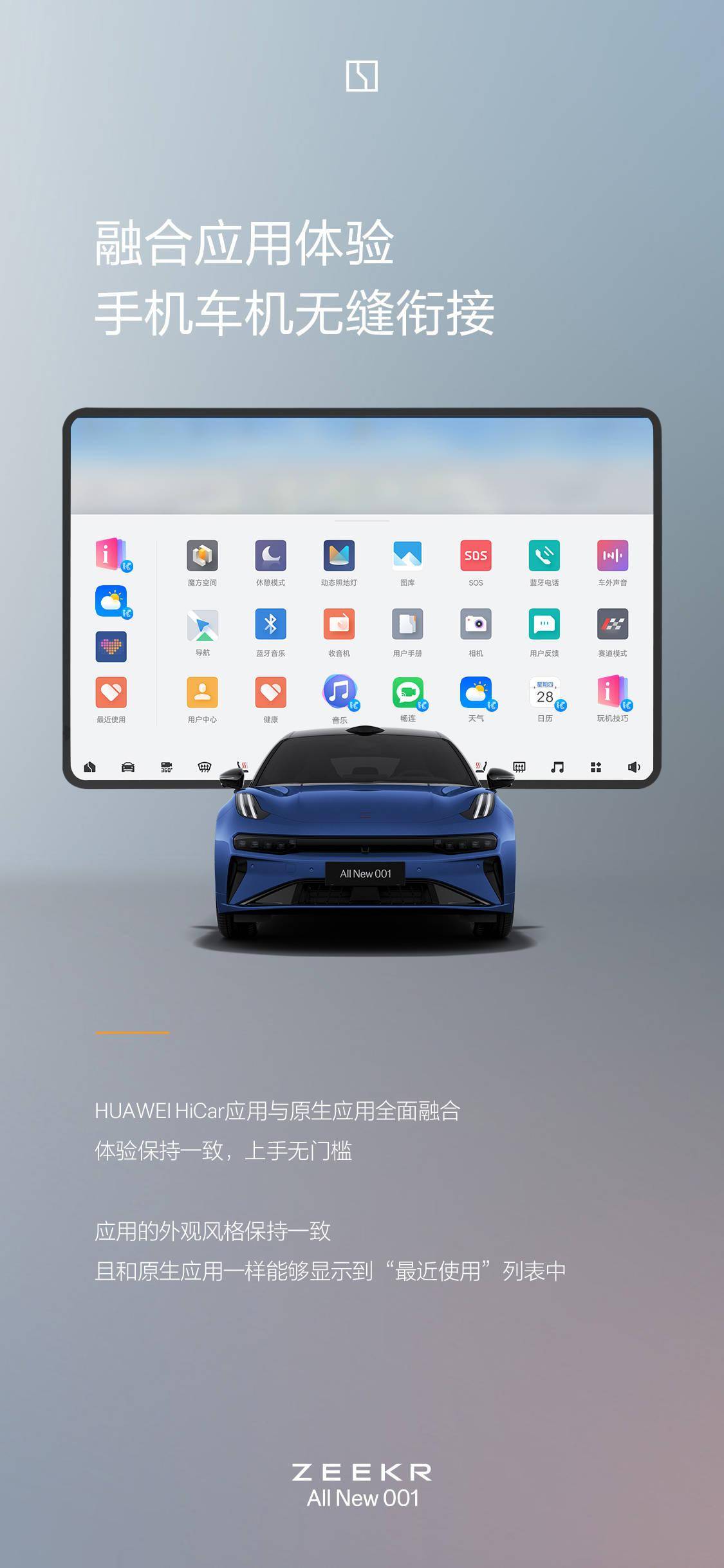 全新极氪 001 车型上线融合华为 HiCar，与原生应用体验保持一致_搜狐汽车_搜狐网