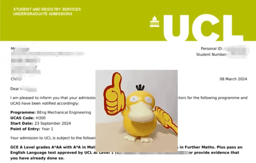 一年前才转轨Alevel，光靠兴趣就成功拿下UCL机械工程offer？_专业_英本_同学