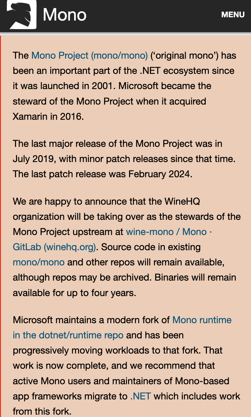 微软旗下开源.NET框架Mono正式“易主”——由负责“Windows应用兼容层”的Wine接手_an_项目_https