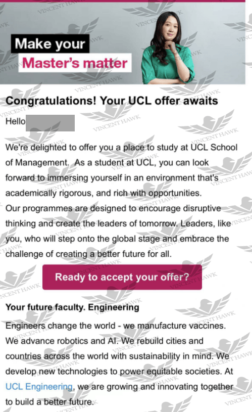 2025 VH Offer | G5录取+1！祝贺VH学员喜提UCL管理学Offer~_项目_金融_专业