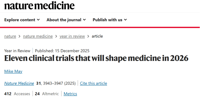 Nature Medicine 选出 2026 年备受关注肿瘤研究，与你心目中的一样吗？_治疗_患者_医学